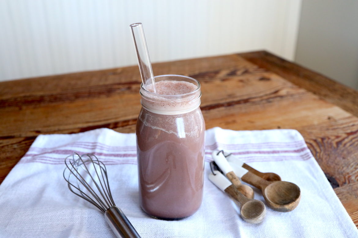 Healthy Homemade Chocolate Milk with Cocoa Powder