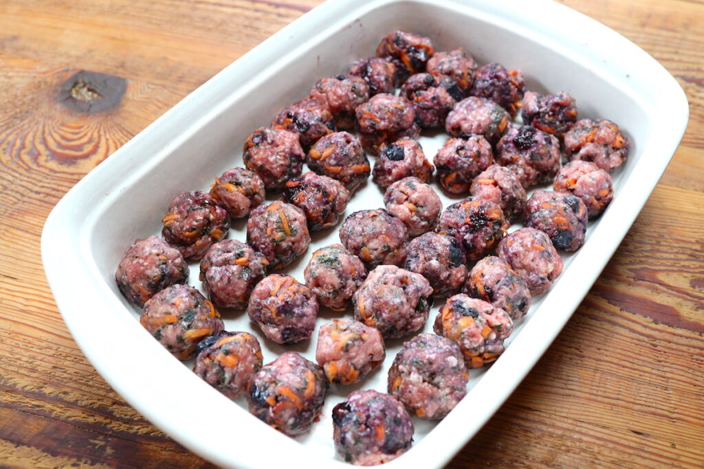 Easy Baked Blueberry Breakfast Meatballs - From Scratch Farmstead