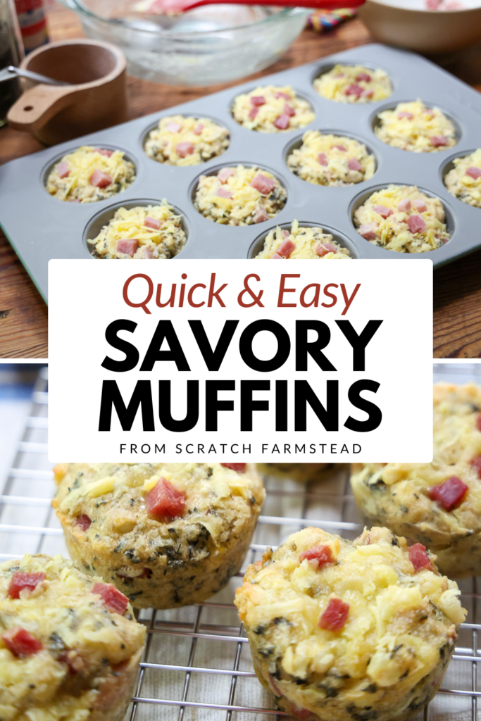 Simple Savory Muffins with Ham and Cheese - From Scratch Farmstead